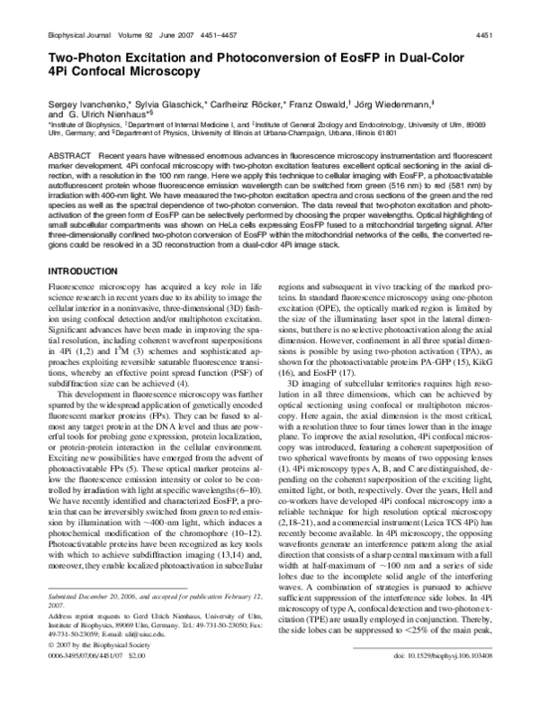 (PDF) Two-Photon Excitation and Photoconversion of EosFP in Dual-Color ...
