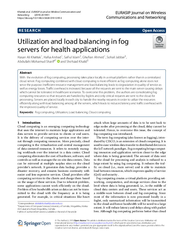 Pdf Utilization And Load Balancing In Fog Servers For Health Applications