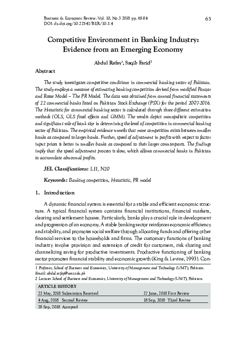(PDF) Competitive Environment in Banking Industry: Evidence from an ...