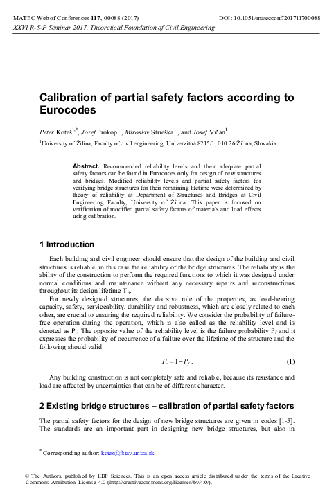 (PDF) Calibration of partial safety factors according to Eurocodes