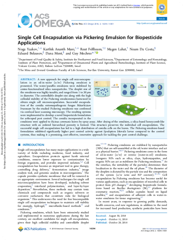 (PDF) Single Cell Encapsulation via Pickering Emulsion for Biopesticide ...