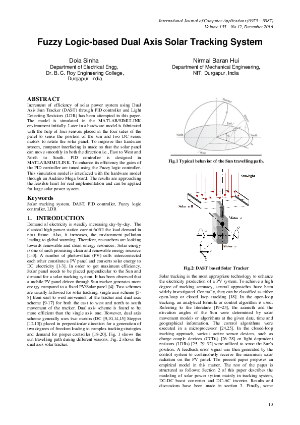 (PDF) Fuzzy Logic-based Dual Axis Solar Tracking System