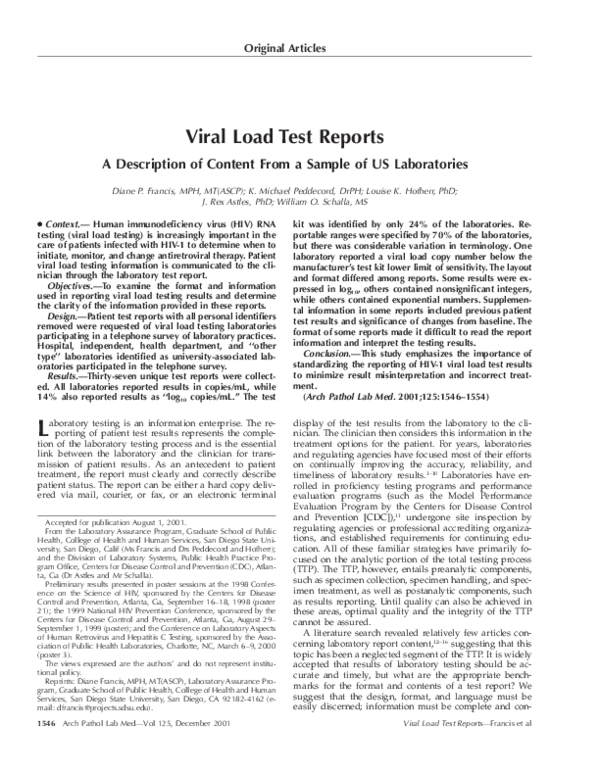 (PDF) Viral Load Test Reports