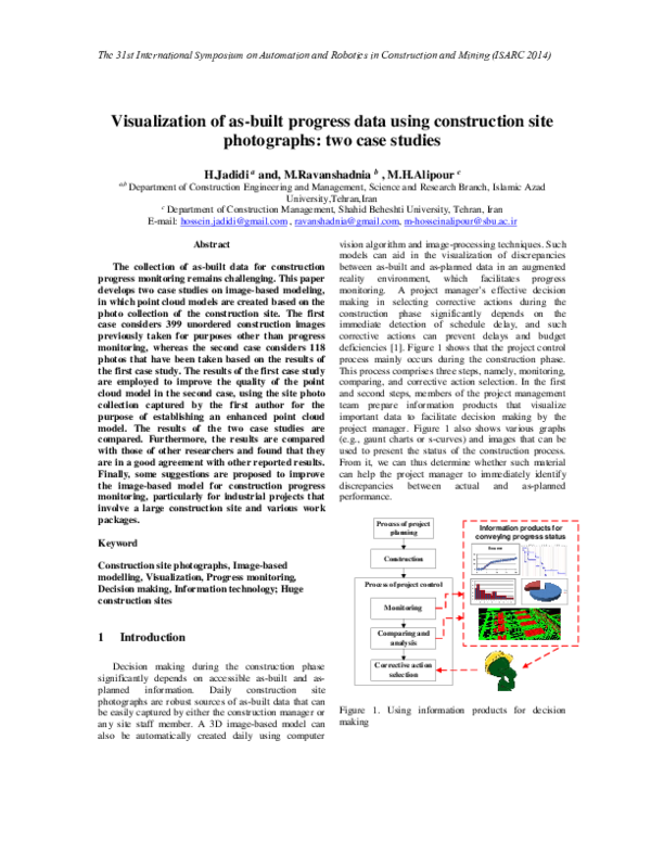 (PDF) Visualization of as-built progress data using construction site ...