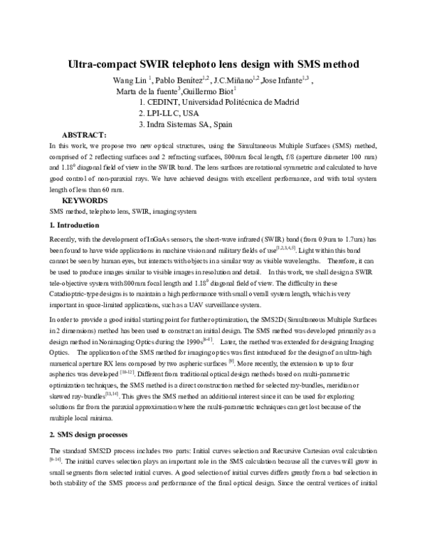 (PDF) Ultracompact SWIR telephoto lens design with SMS method