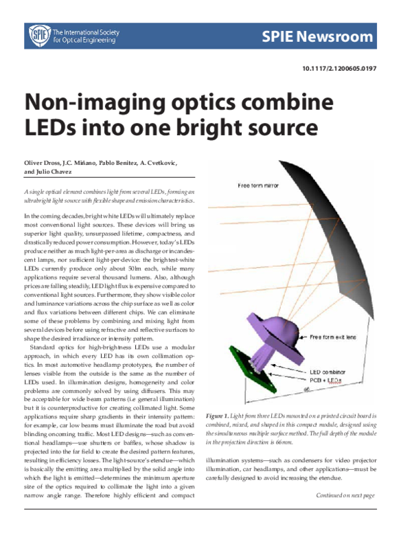 (PDF) Non-imaging optics combine LEDs into one bright source