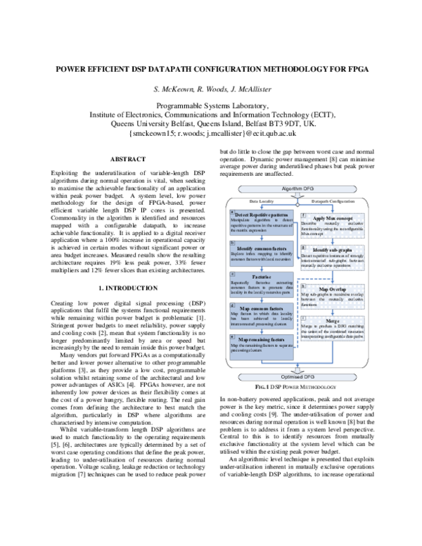 Pdf Power Efficient Dsp Datapath Configuration Methodology For Fpga