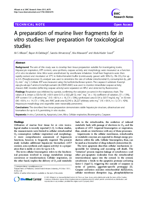 (PDF) A preparation of murine liver fragments for in vitro studies ...