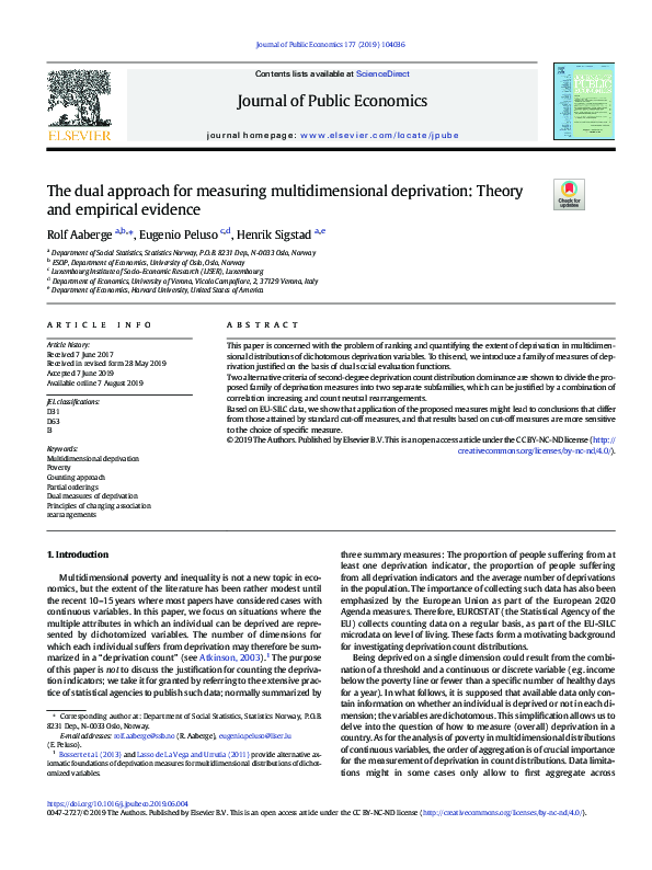 (PDF) The dual approach for measuring multidimensional deprivation ...