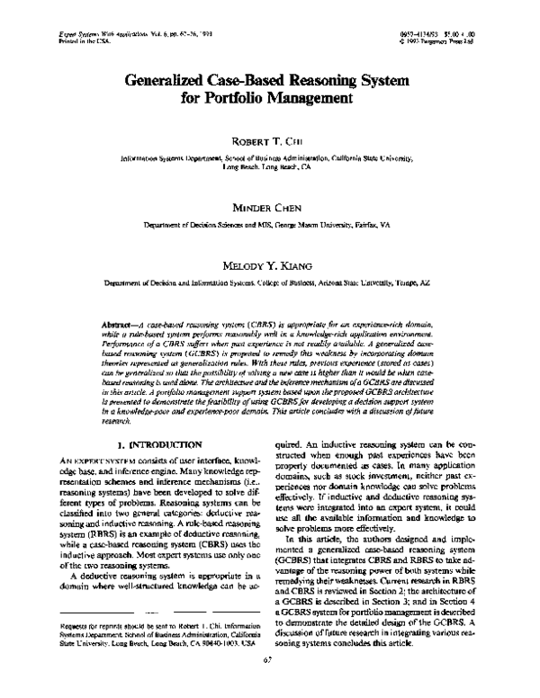 (PDF) Generalized case-based reasoning system for portfolio management