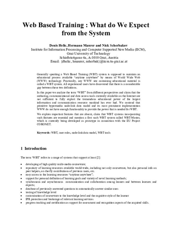 (PDF) Web based training: What do we expect from the system