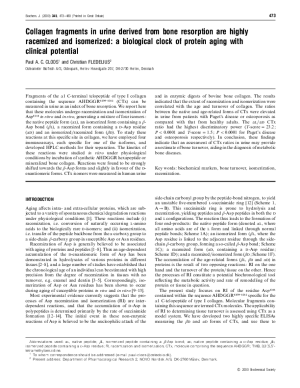 (PDF) Collagen fragments in urine derived from bone resorption are ...