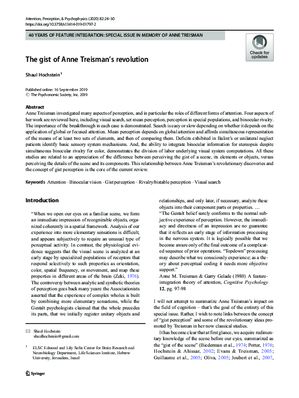(PDF) The gist of Anne Treisman’s revolution