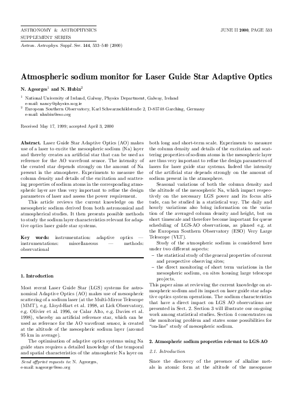 (PDF) Atmospheric sodium monitor for Laser Guide Star Adaptive Optics