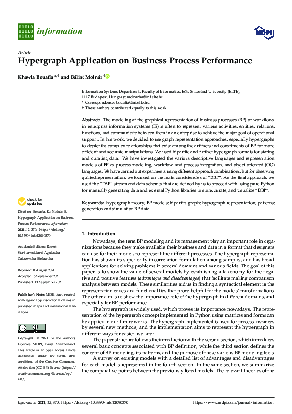 (PDF) Hypergraph Application on Business Process Performance