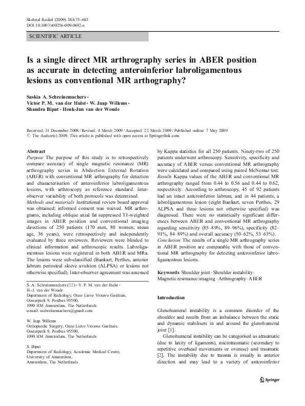 (PDF) Is a single direct MR arthrography series in ABER position as ...