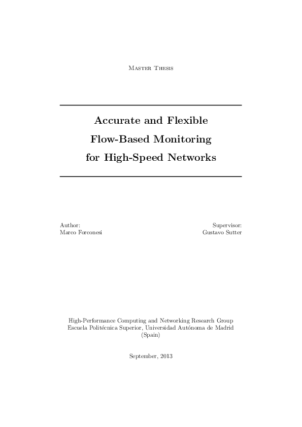 (PDF) Accurate and flexible flow-based monitoring for high-speed networks