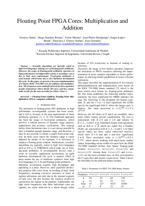 Pdf Floating Point Fpga Cores Multiplication And Addition