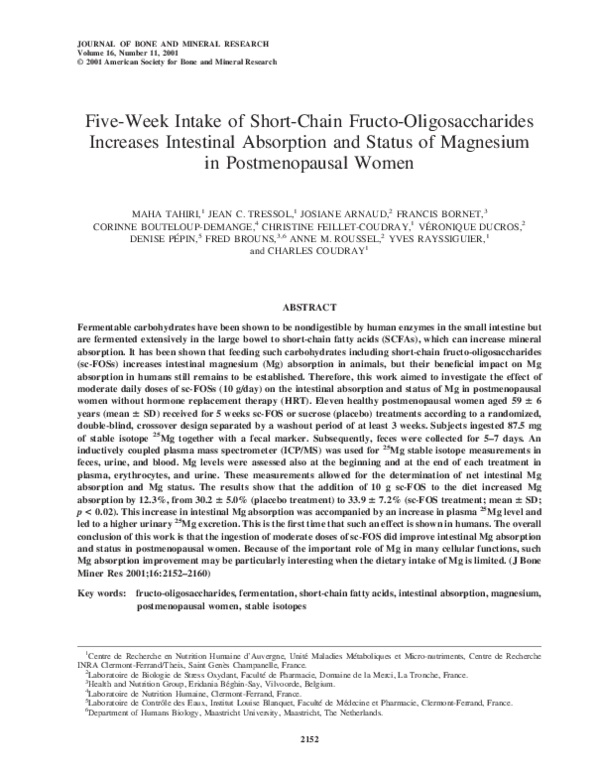 (PDF) Influence of Short-Chain Fructo-Oligosaccharides (sc-FOS) on ...