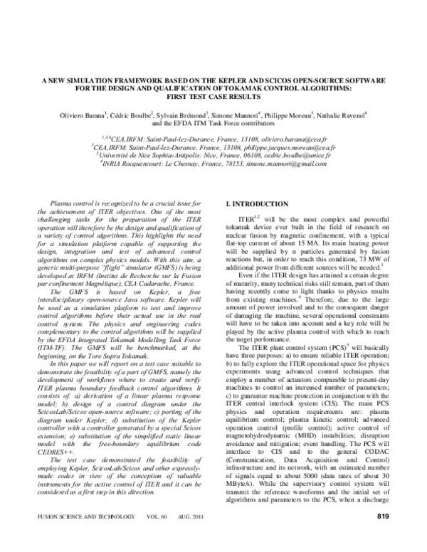 (PDF) A New Simulation Framework Based on the Kepler and Scicos Open-Source Software for the ...