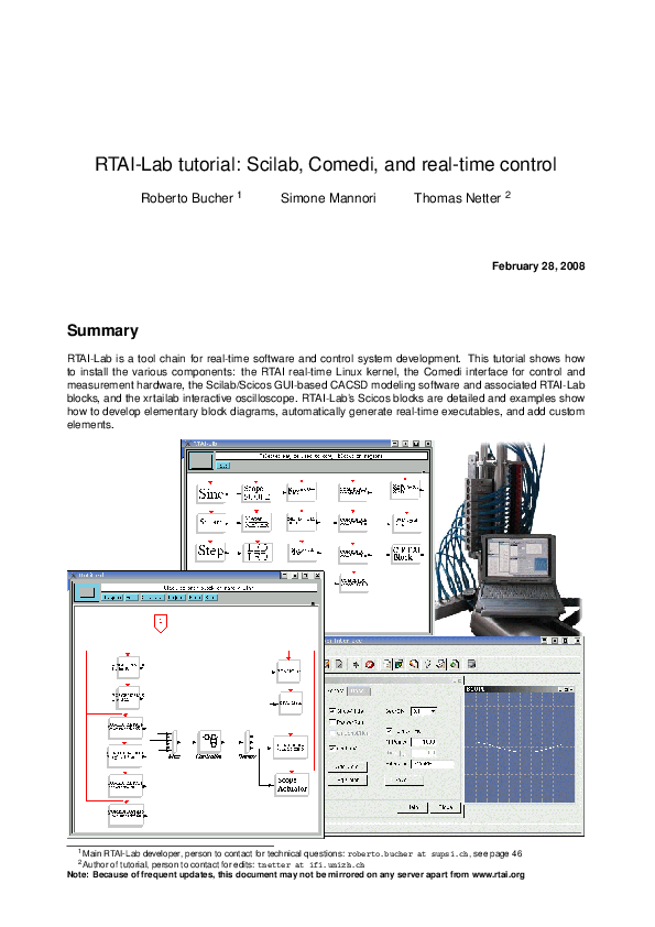 (PDF) RTAI-Lab tutorial: Scilab, Comedi, and real-time control