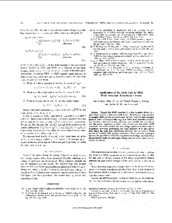(PDF) Application of the back gate in MOS weak inversion translinear ...