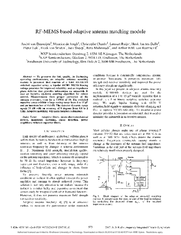 RF-MEMS based adaptive antenna matching module
