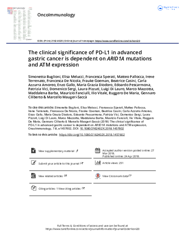 (PDF) {"__content__"=>"The clinical significance of PD-L1 in advanced gastric cancer is ...