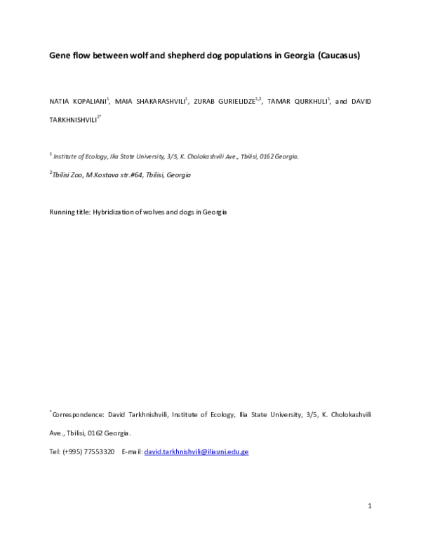 (PDF) Gene Flow between Wolf and Shepherd Dog Populations in Georgia ...