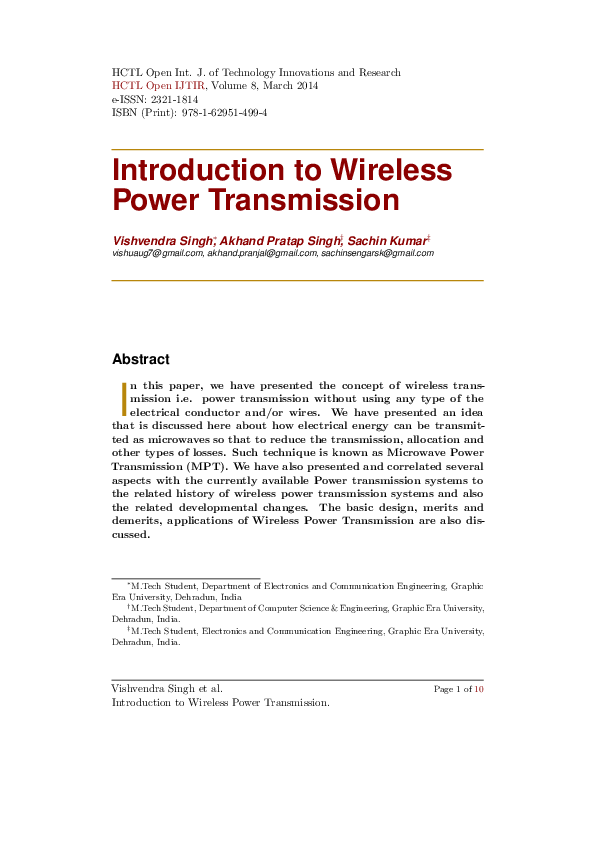 (PDF) Introduction to Wireless Power Transmission
