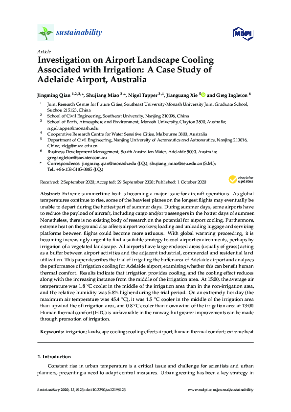 (PDF) Investigation on Airport Landscape Cooling Associated with ...