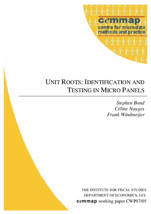 (PDF) Unit Roots: Identification and Testing in Micro Panels