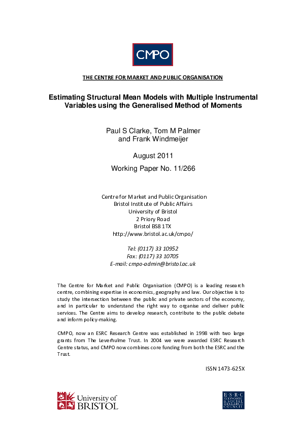Pdf Estimating Structural Mean Models With Multiple Instrumental Variables Using The