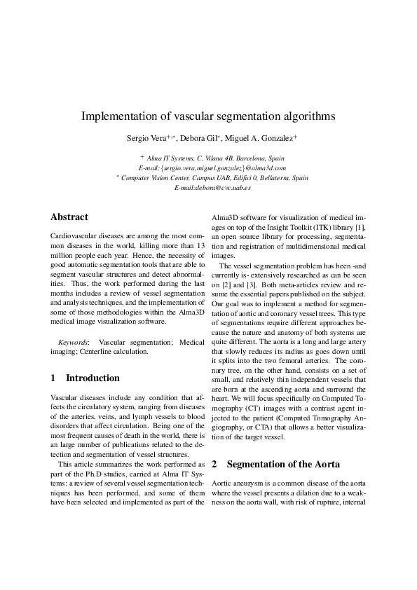 Pdf Implementation Of Vascular Segmentation Algorithms
