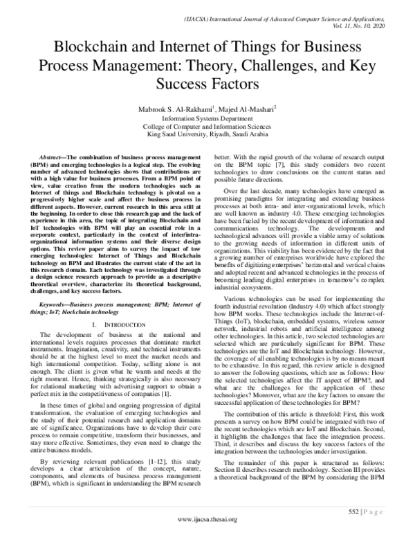 (PDF) Blockchain and Internet of Things for Business Process Management ...