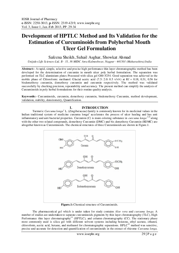 (PDF) Development of HPTLC Method and Its Validation for the Estimation of Curcuminoids from ...