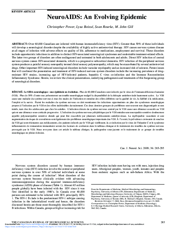 (PDF) NeuroAIDS: An Evolving Epidemic