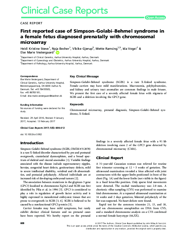 (PDF) First reported case of Simpson-Golabi-Behmel syndrome in a female ...