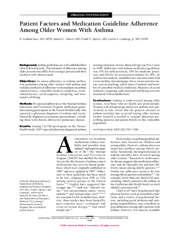 (PDF) Patient Factors and Medication Guideline Adherence Among Older ...