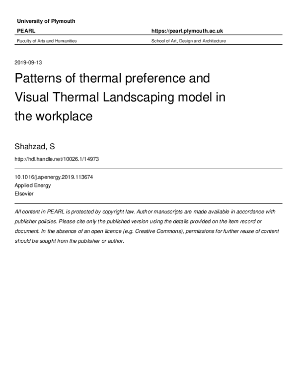 (PDF) Patterns of thermal preference and Visual Thermal Landscaping ...