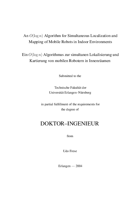 (PDF) An O (log N) Algorithm for Simultaneous Localization and Mapping of Mobile Robots in ...