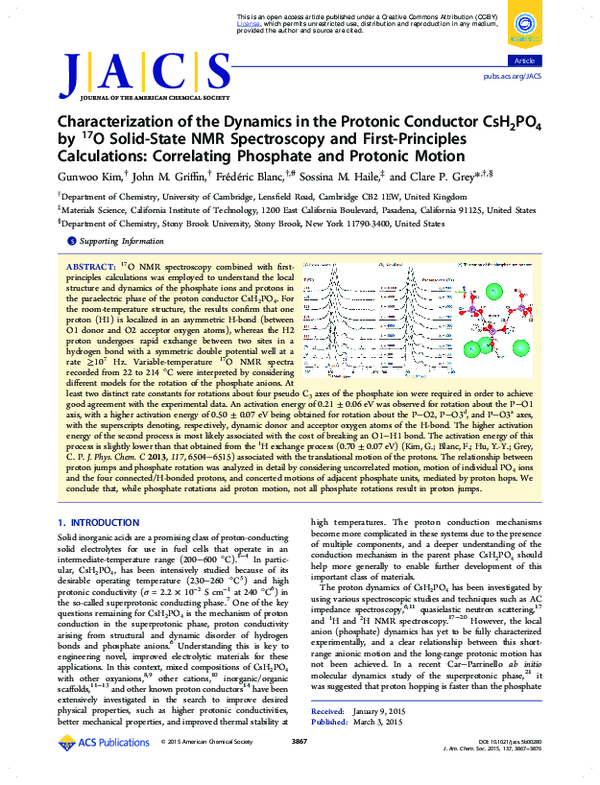 (PDF) Characterization of the Dynamics in the Protonic Conductor ...