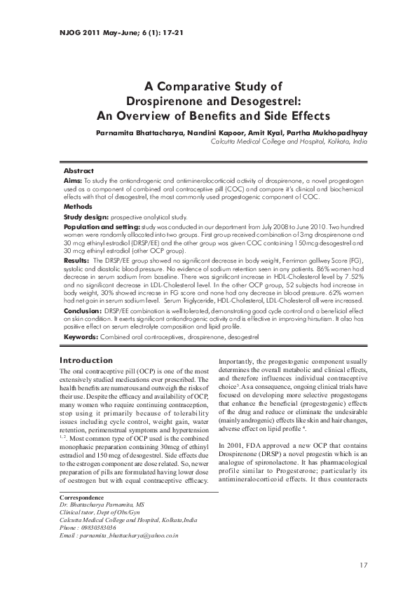 (PDF) A Comparative Study of Drospirenone and Desogestrel: An Overview ...