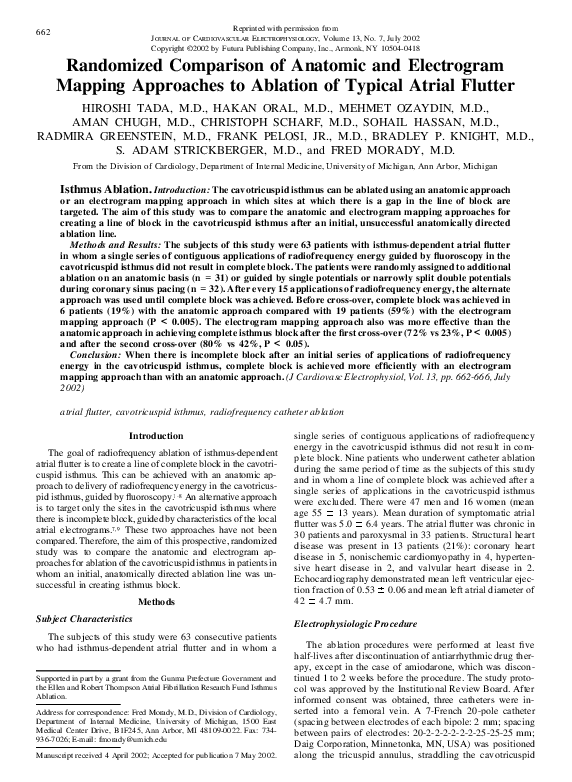 (PDF) Randomized Comparison of Anatomic and Electrogram Mapping Approaches to Ablation of ...