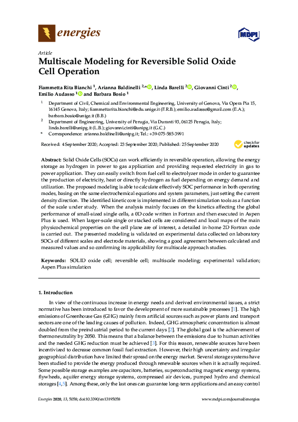 (PDF) Multiscale Modeling for Reversible Solid Oxide Cell Operation