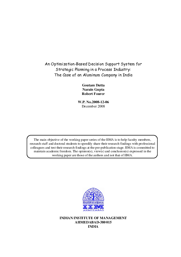(PDF) An optimization-based decision support system for strategic planning in a process industry ...