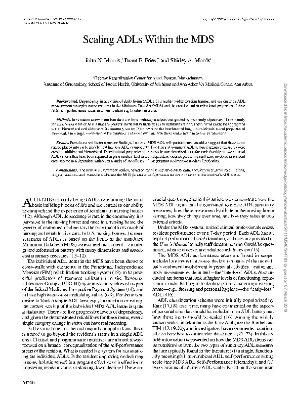 (PDF) Scaling ADLs Within the MDS