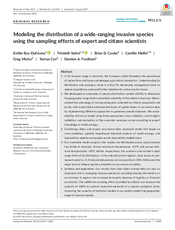 (PDF) Modeling the distribution of a wide‐ranging invasive species using the sampling efforts of ...
