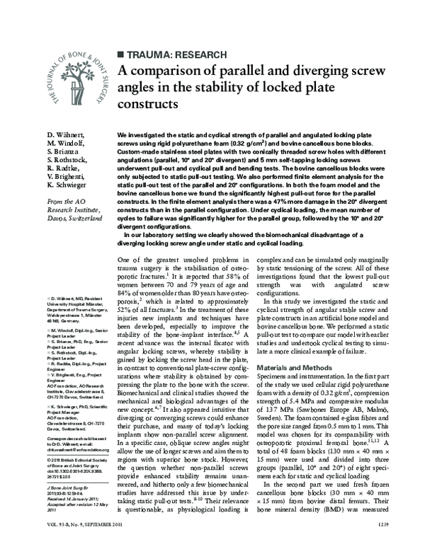(PDF) A comparison of parallel and diverging screw angles in the ...