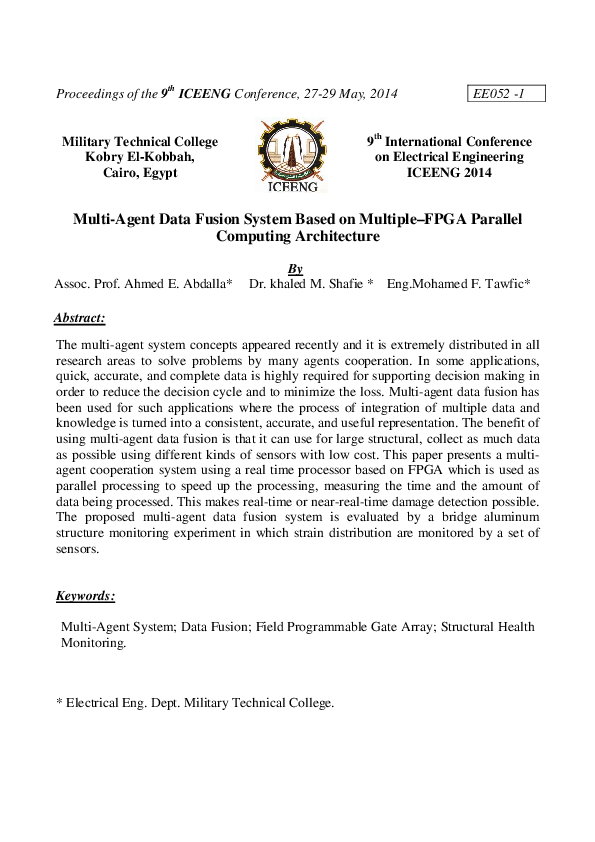 Pdf Multi Agent Data Fusion System Based On Multiple Fpga Parallel Computing Architecture
